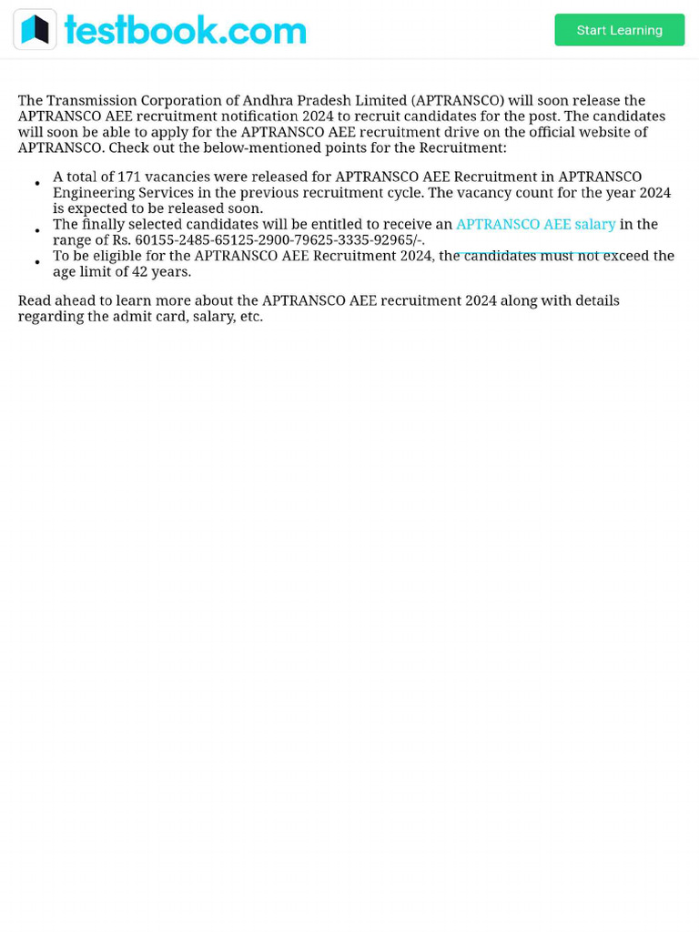 APTRANSCO AEE RecruitmentExam Info | PDF