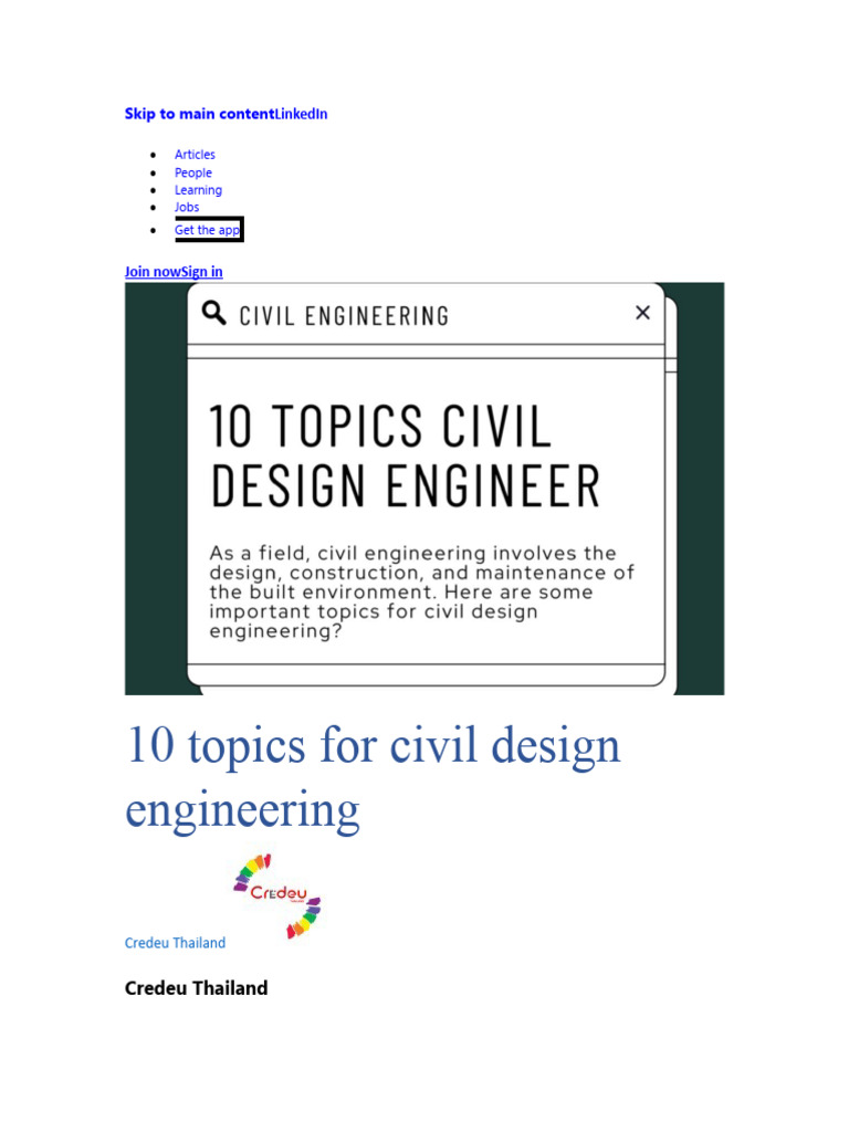 10 Topics For Civil Design Engineering: Skip To Main Contentlinkedin ...