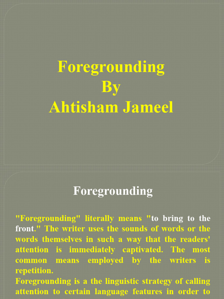 Foregrounding | PDF