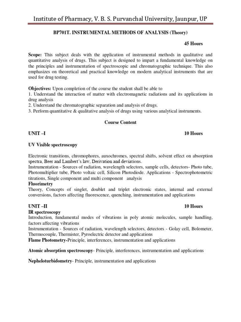Instrumental Methods of Drug Analysis | PDF | Pharmacy | Chromatography
