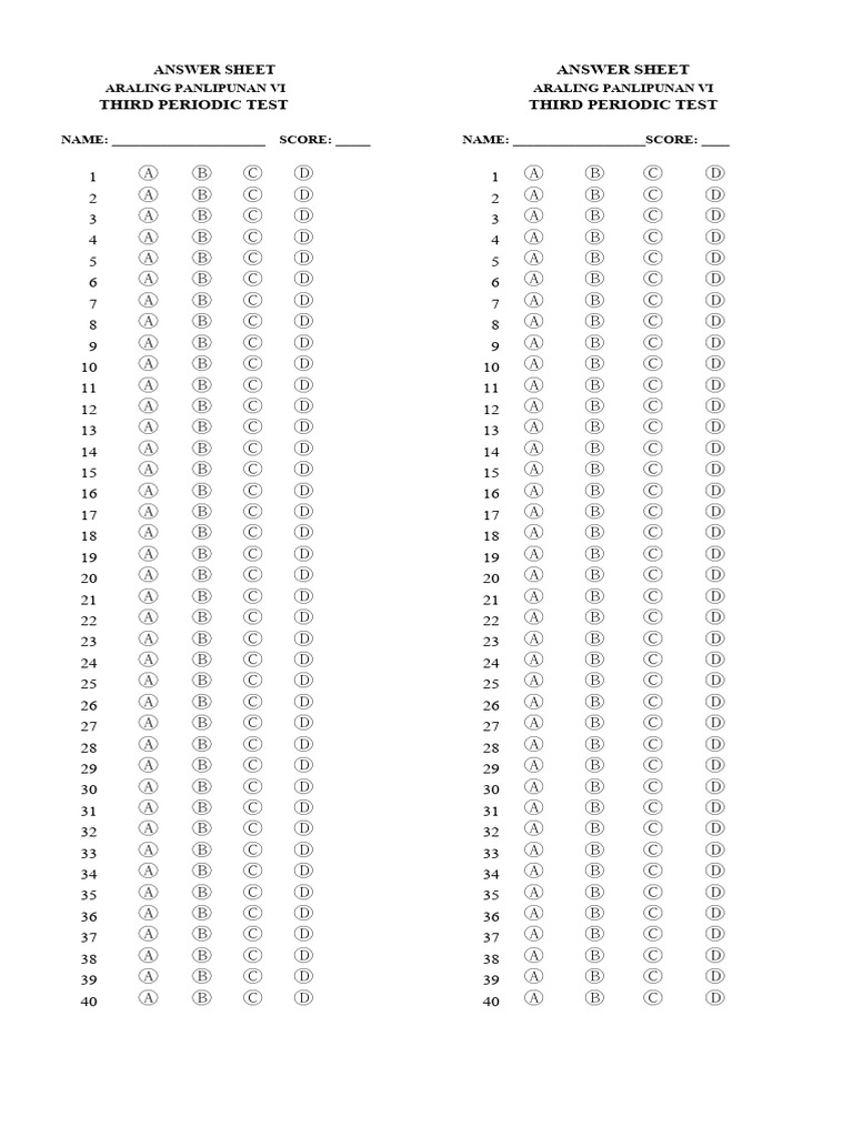 First Periodic Answer Sheet | PDF