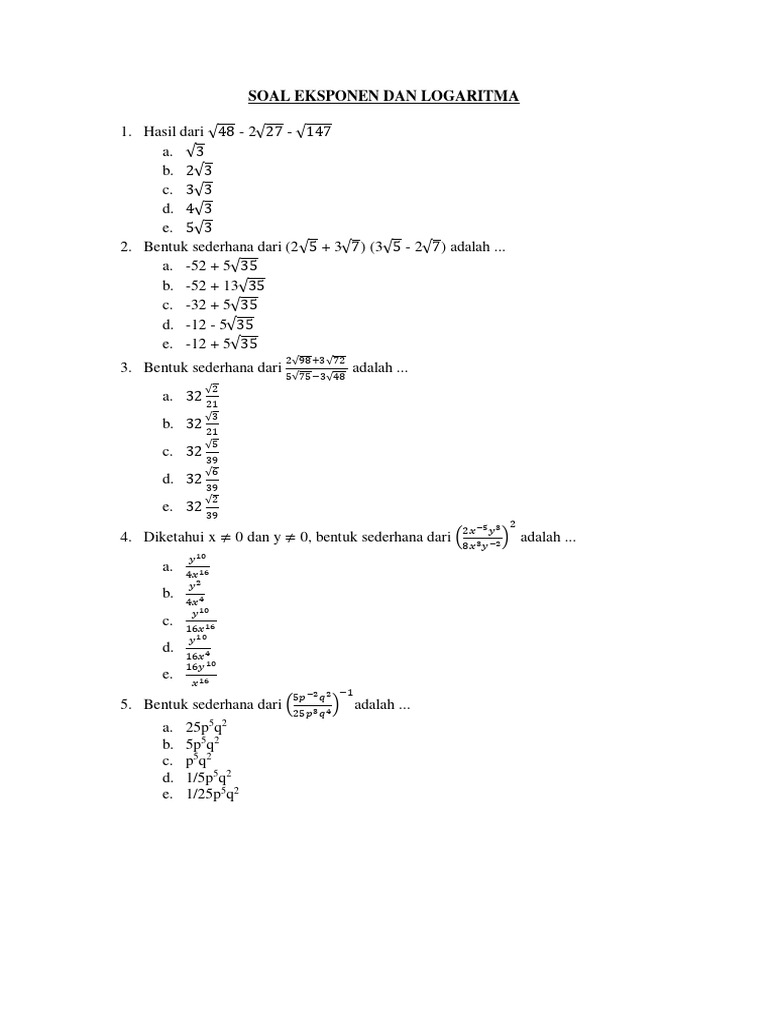 Eksponen Dan Logaritma | PDF