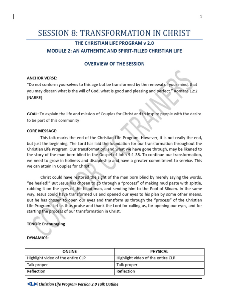 CLP v2.0 - Session 8 Transformation in Christ - CopyforCFCTrainers ...