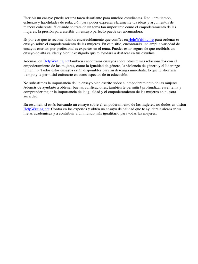 Ensayo Sobre El Empoderamiento de Las Mujeres | PDF | Empoderamiento | Ensayos