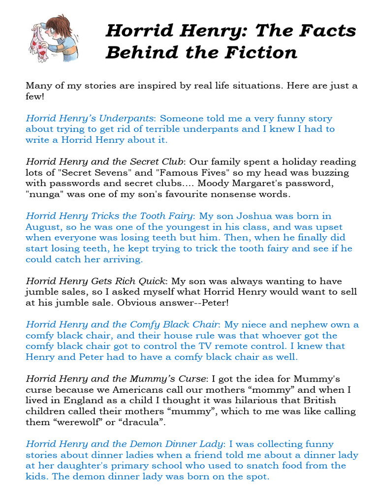 Horrid Henry The Facts Behind The Fiction | PDF | Classics | General Fiction