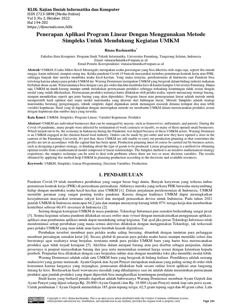 Jurnal Metode Simplek NELI GUSMITA | PDF