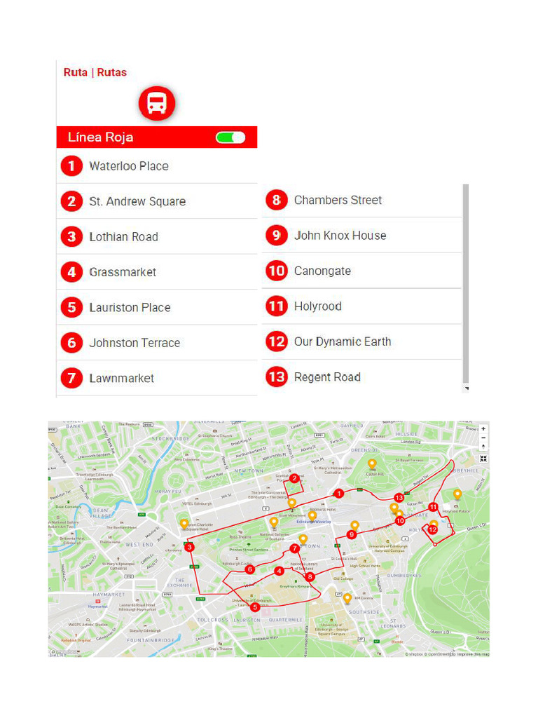 Rutas Paradas Bus Edimburgo | PDF