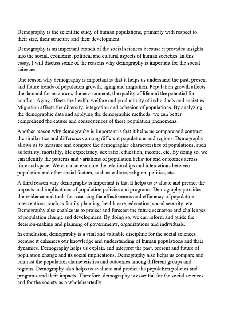 Importance of Demography in Social Sciences | PDF | Demography | Science