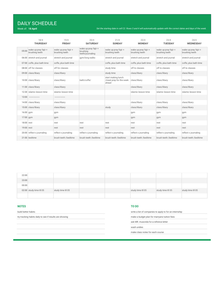 Schedule - Daily Schedule | PDF