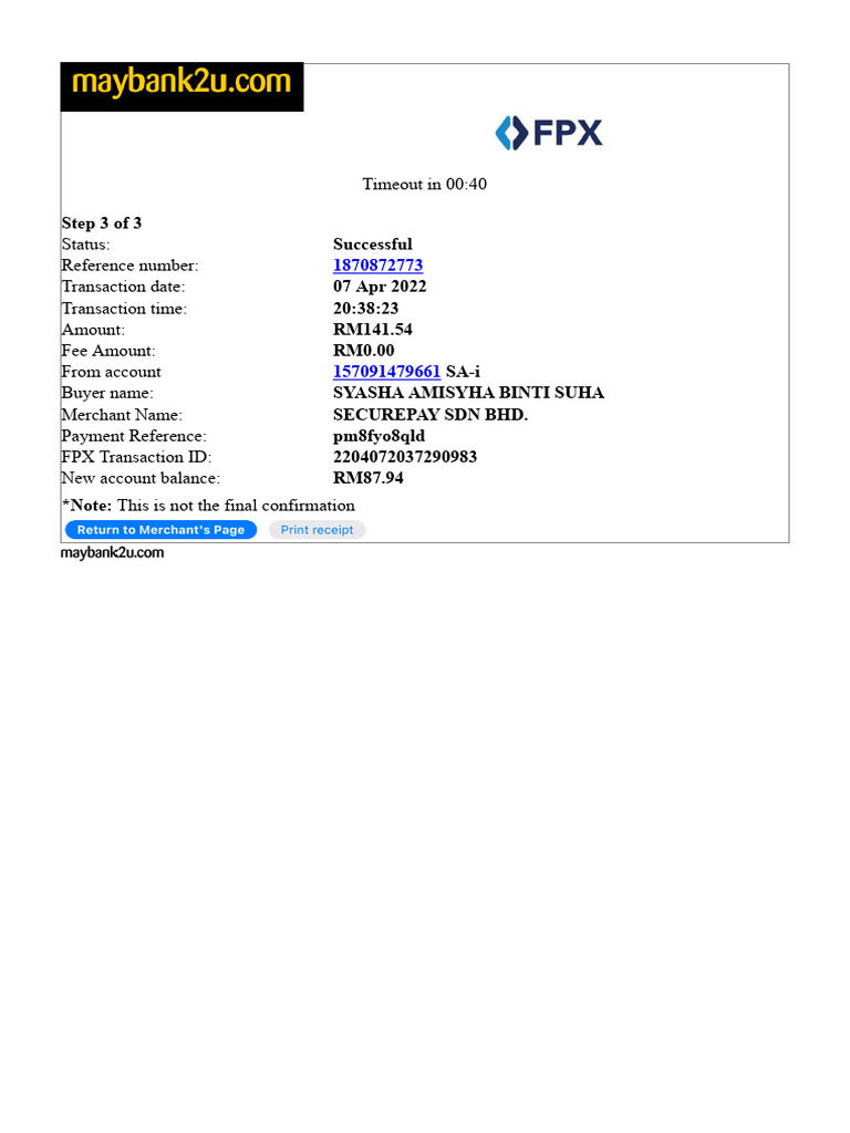 SecurePay Payment Confirmation | PDF