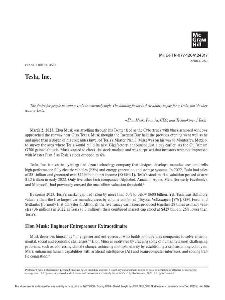 Tesla_motor_case_study | PDF | Elon Musk | Space X