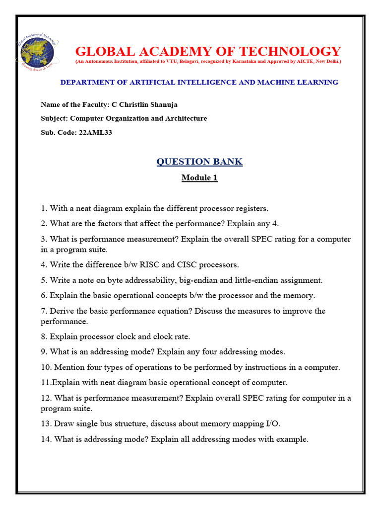 Coa QB | Download Free PDF | Computer Memory | Cpu Cache