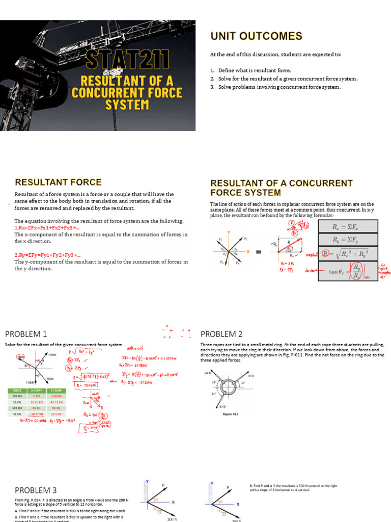Stat211 Resultant of Concurrent Force System | PDF | Force | Angle