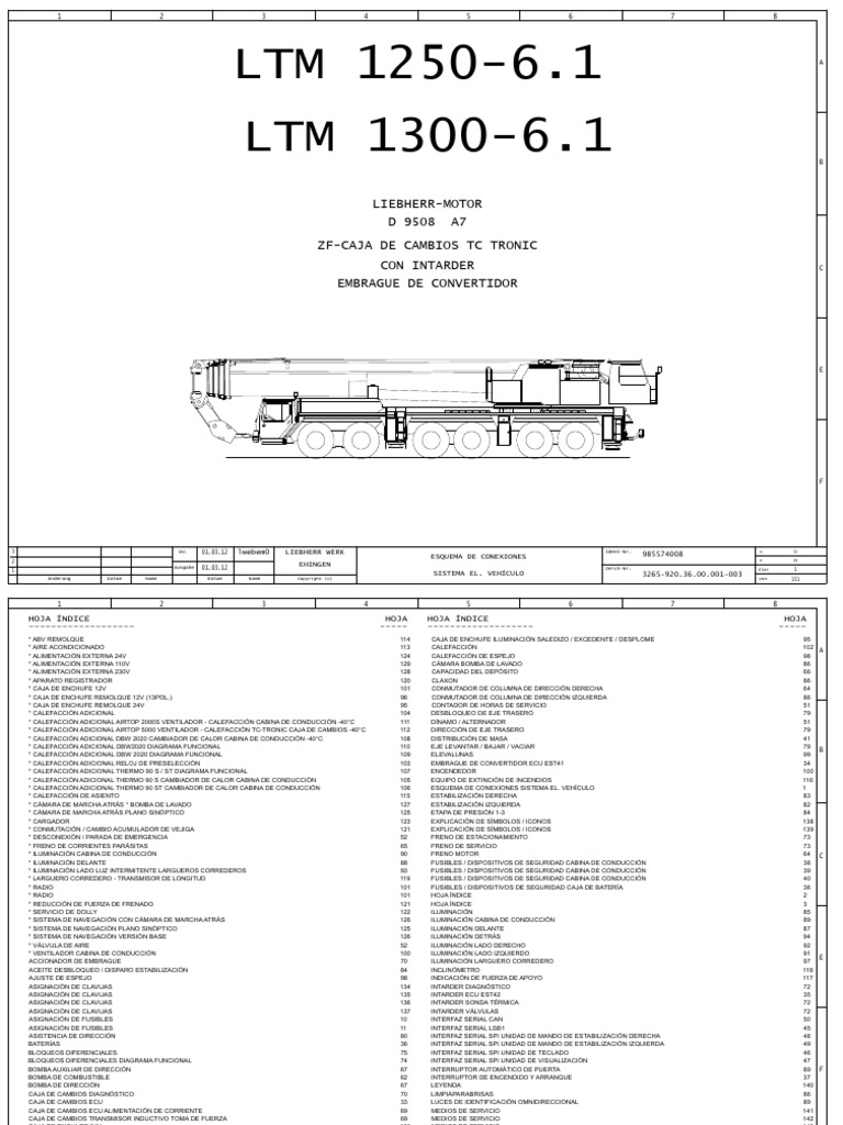 Liebherr LTM 1250-6.1, LTM 1300-6.1 Electric Diagram 985574008 - 999 - ES | PDF | Motores ...