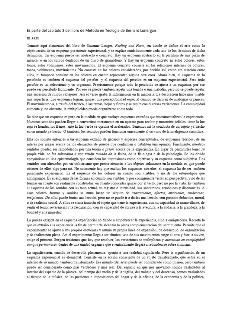 El Arte Cap 3 Metodo en Teologia B. Lonergan | PDF | Experiencia | Esquema (psicología)