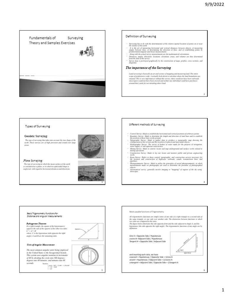 Fundamentals of Surveying | PDF | Trigonometric Functions | Surveying