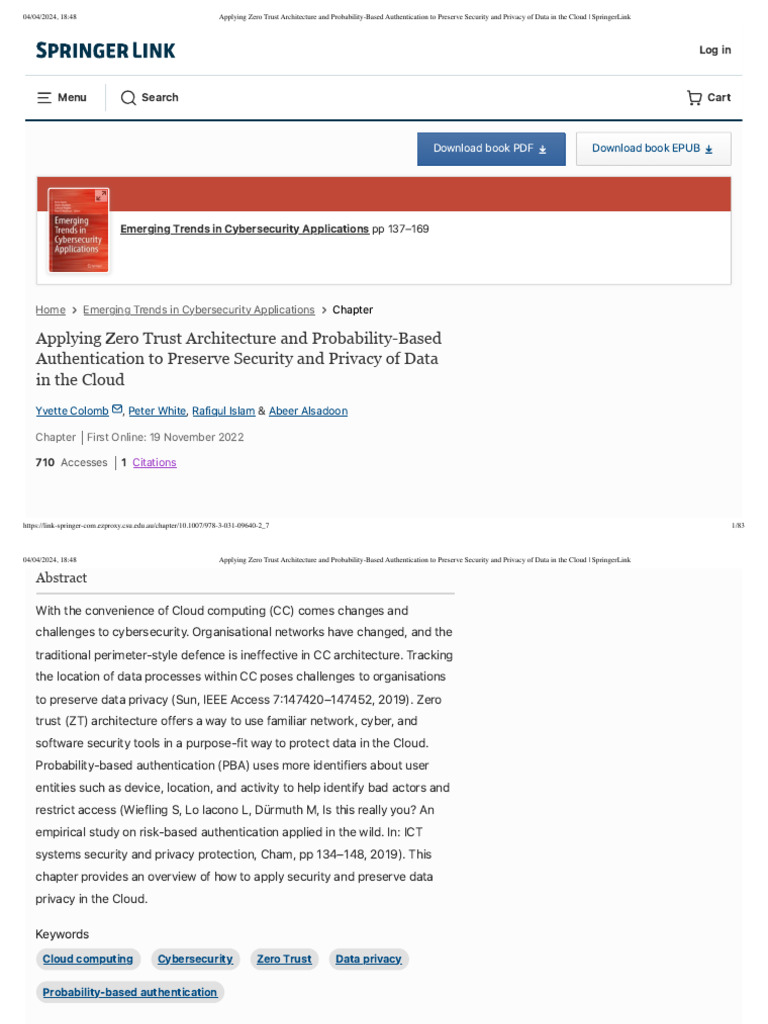 Applying Zero Trust Architecture and Probability-Based Authentication ...