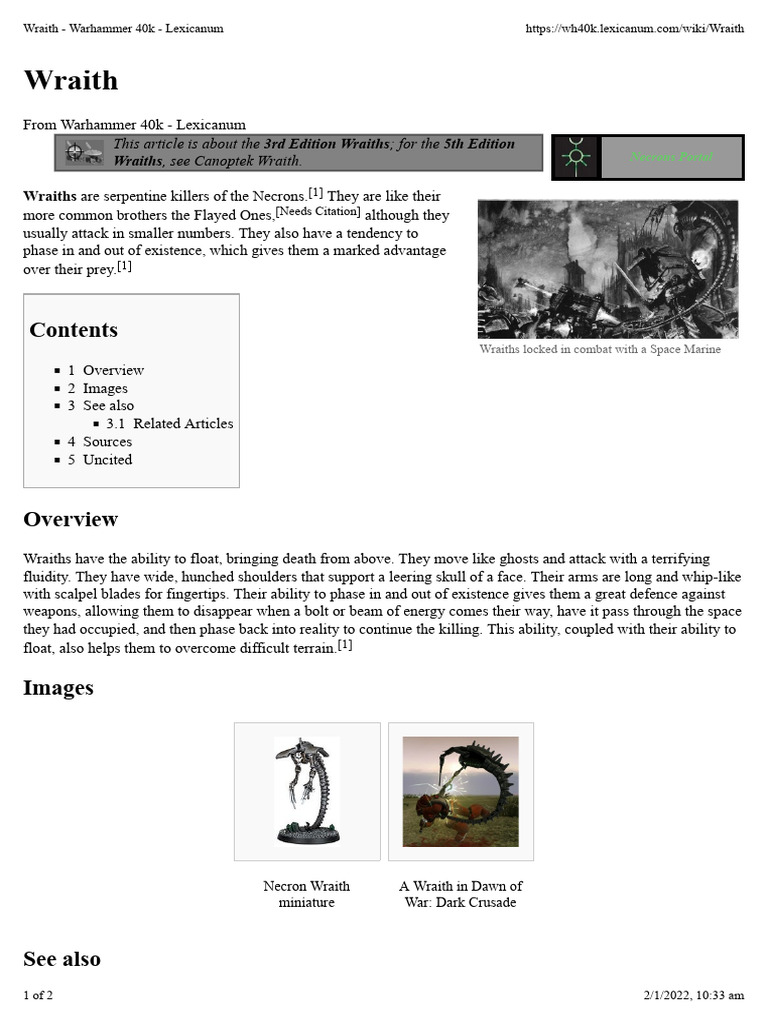 Wraith - Warhammer 40k - Lexicanum | PDF