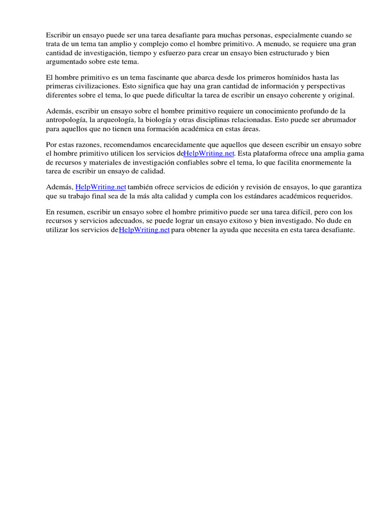 Ensayo Sobre El Hombre Primitivo | PDF | Ensayos | Comunicación humana Ensayo Sobre El Hombre Primitivo | PDF | Ensayos | Comunicación humana