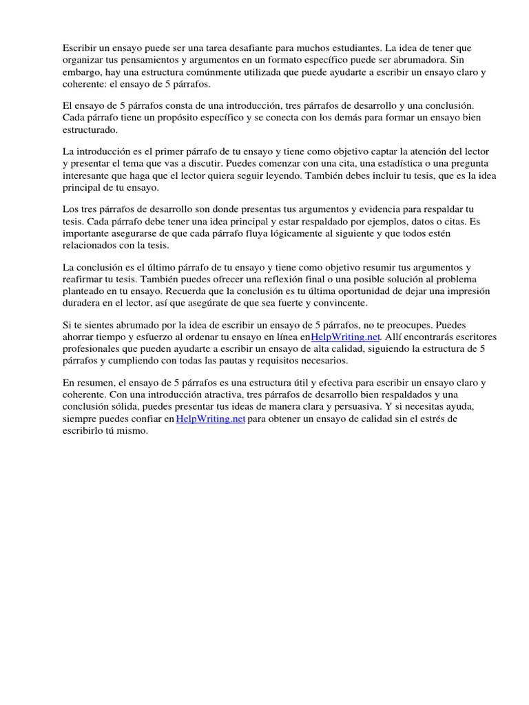 La Estructura de Un Ensayo de 5 Párrafos | PDF | Ensayos | Escritura
