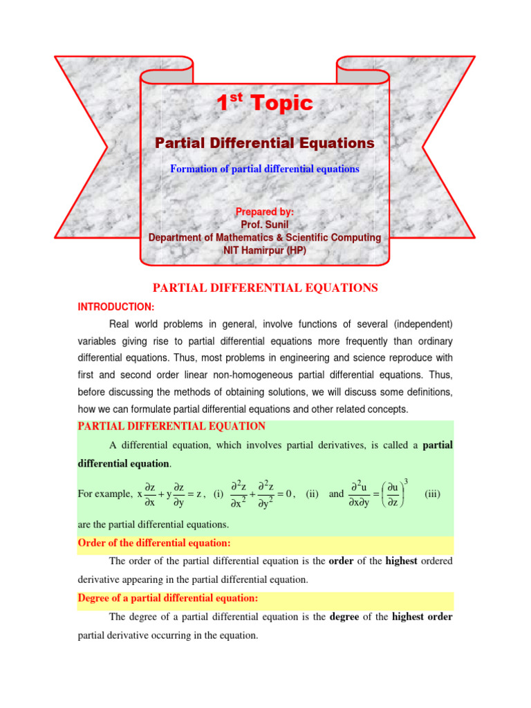 1 Formulation Of Pde Download Free Pdf Partial Differential