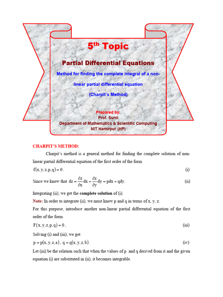 Charpit's Method | PDF | Nonlinear System | Equations