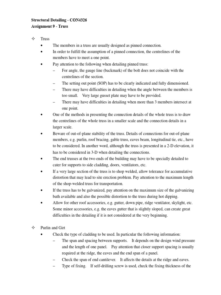 Assignment 9 - Guideline | PDF | Truss