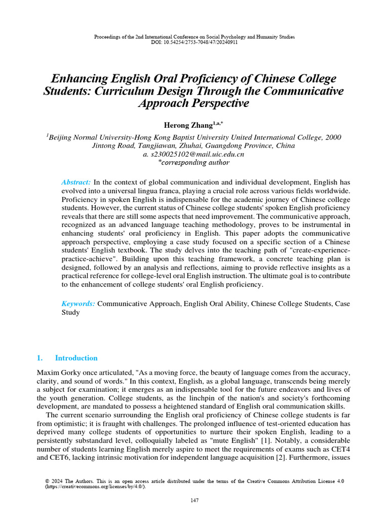 Enhancing Oral English for Chinese Students | PDF | Communication ...
