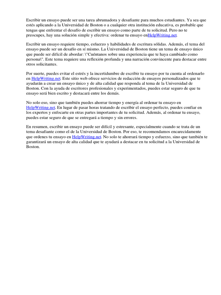 Boston University Essay Prompt | PDF | Essays | Experience