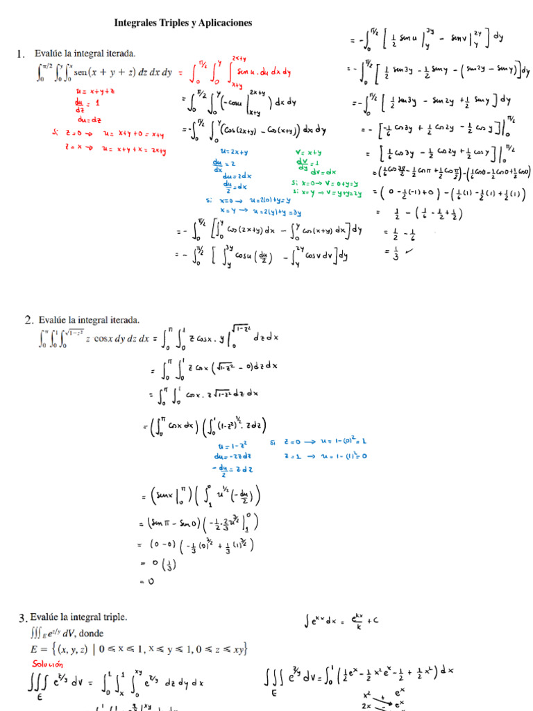Práctica de Integrales Triples | PDF