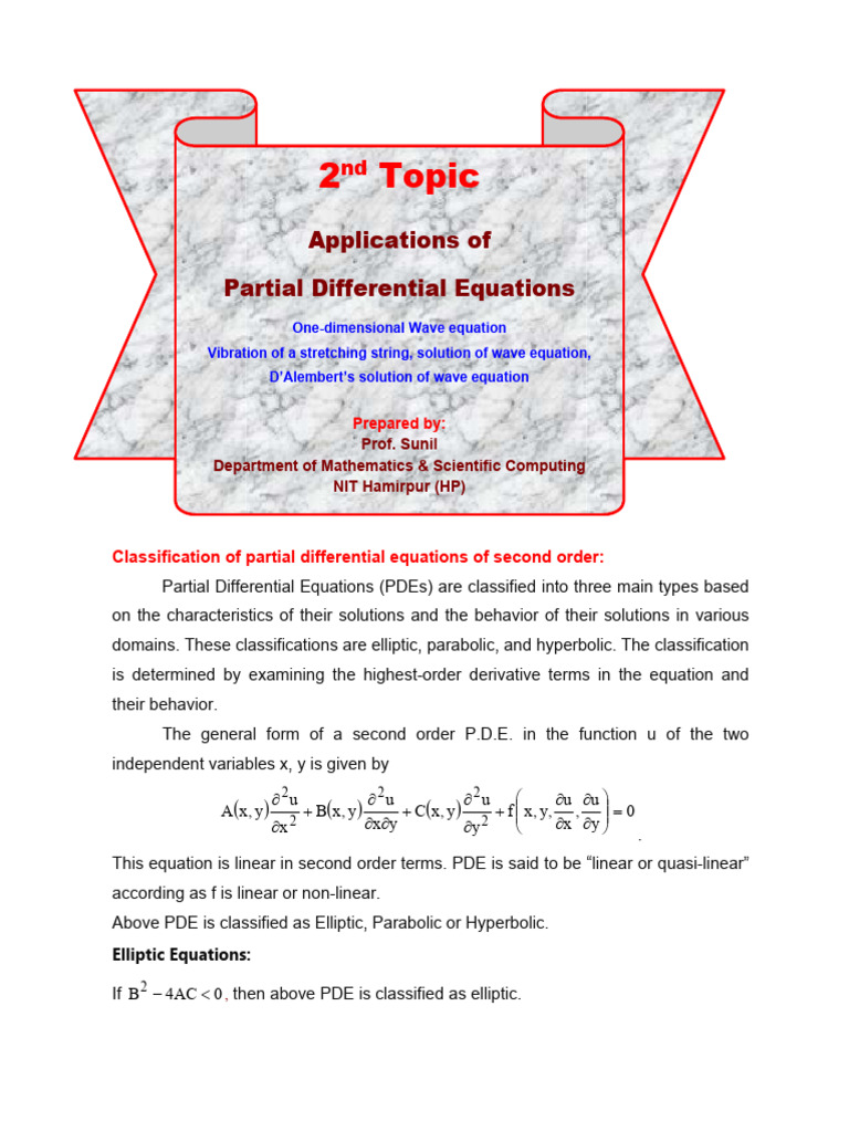 2 Topic: Applications of Partial Differential Equations | PDF | Partial ...
