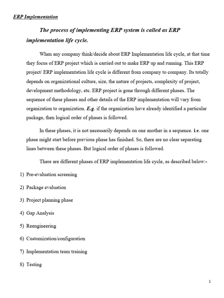 ERP Implementation | PDF | Enterprise Resource Planning | Information Technology Management