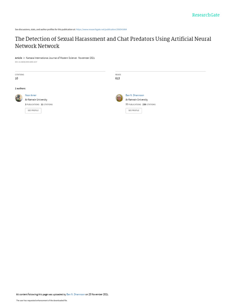 2021 Sexual Harassment With Chat Predators Detection and Classification ...