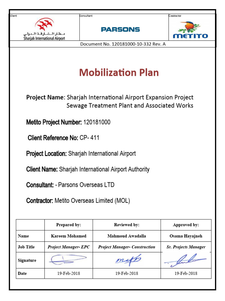 01-Mobilization Plan -Sharjah International Airport Expansion | PDF ...