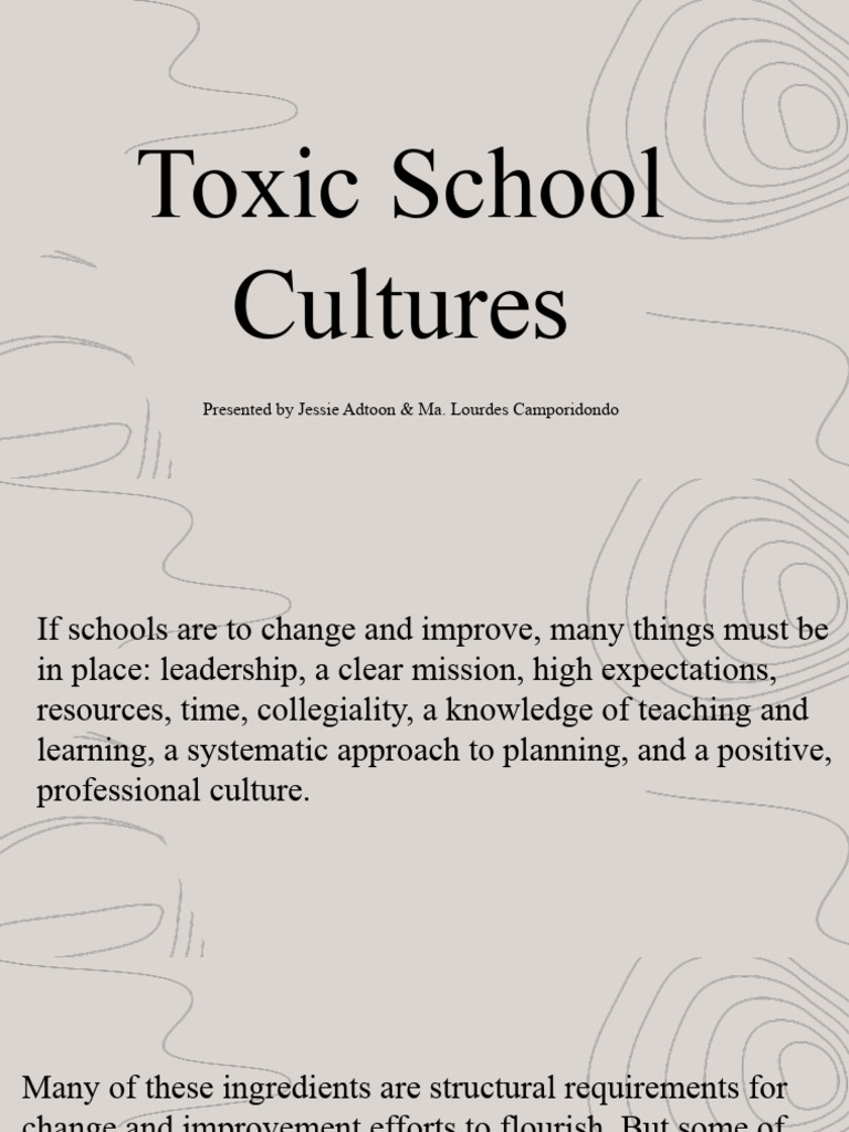 Addressing Toxic School Cultures | PDF | Leadership | Psychological ...