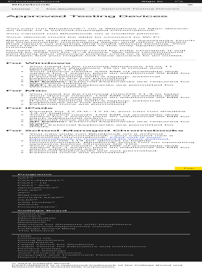 Approved Testing Devices - Bluebook For Students College Board ...
