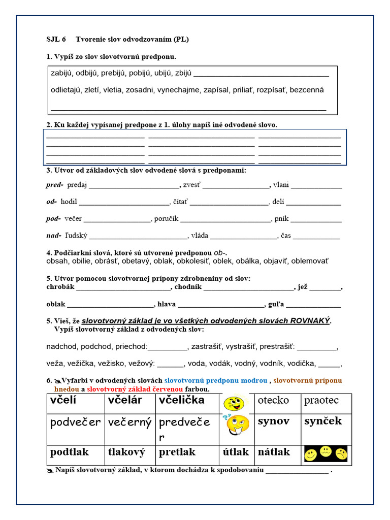 SJL 6 Tvorenie Slov Odvodzovaním (PL) | PDF