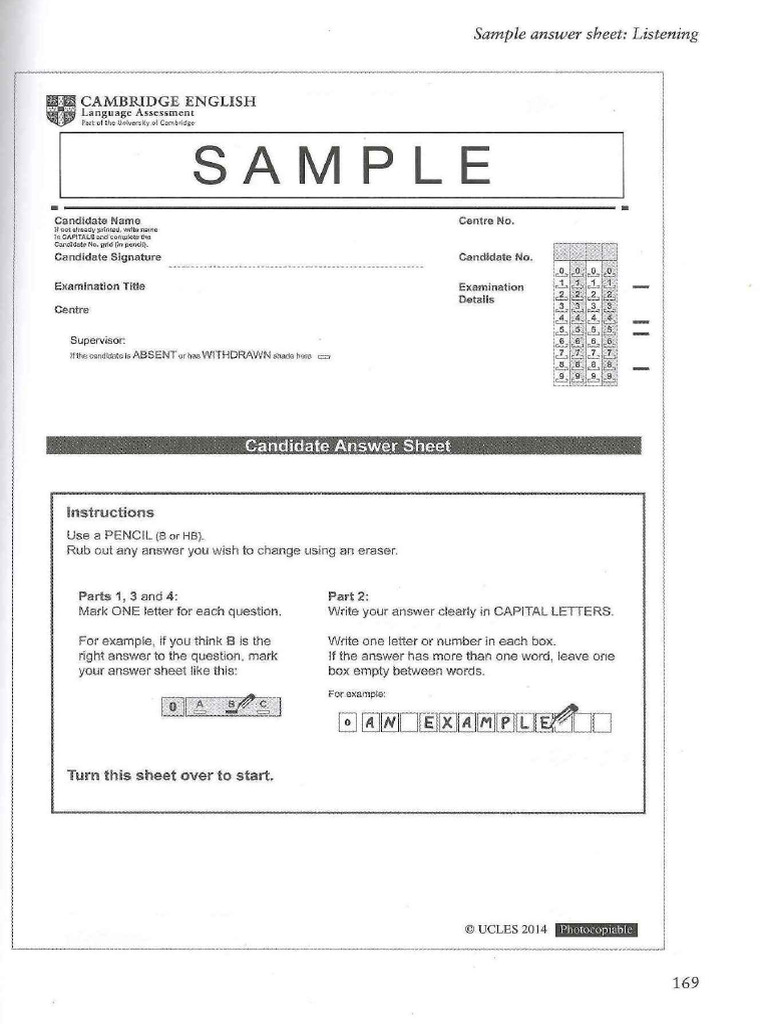 Fce Listening Answer Sheets | PDF