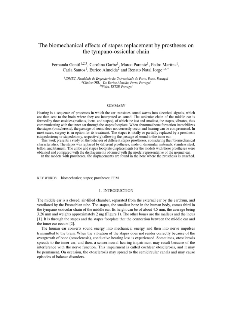 The Biomechanical Effects of Stapes Replacement by 33jbvvpsuw | PDF ...