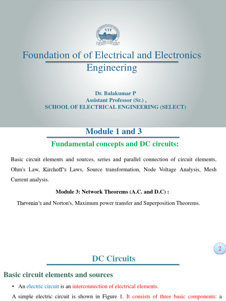 BEE - Module - 1 and 3 | PDF | Electrical Network | Direct Current