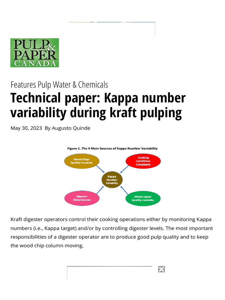 Technical Paper - Kappa Number Variability During Kraft Pulping - Pulp and Paper Canada | PDF ...