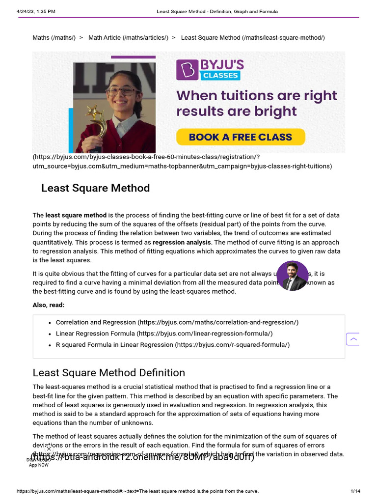 Least Square Method - Definition, Graph and Formula | PDF | Least Squares | Linear Regression