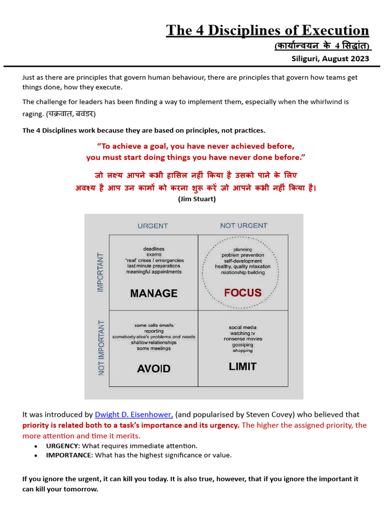 The 4 Disciplines of Execution | PDF | Goal | Disciplines
