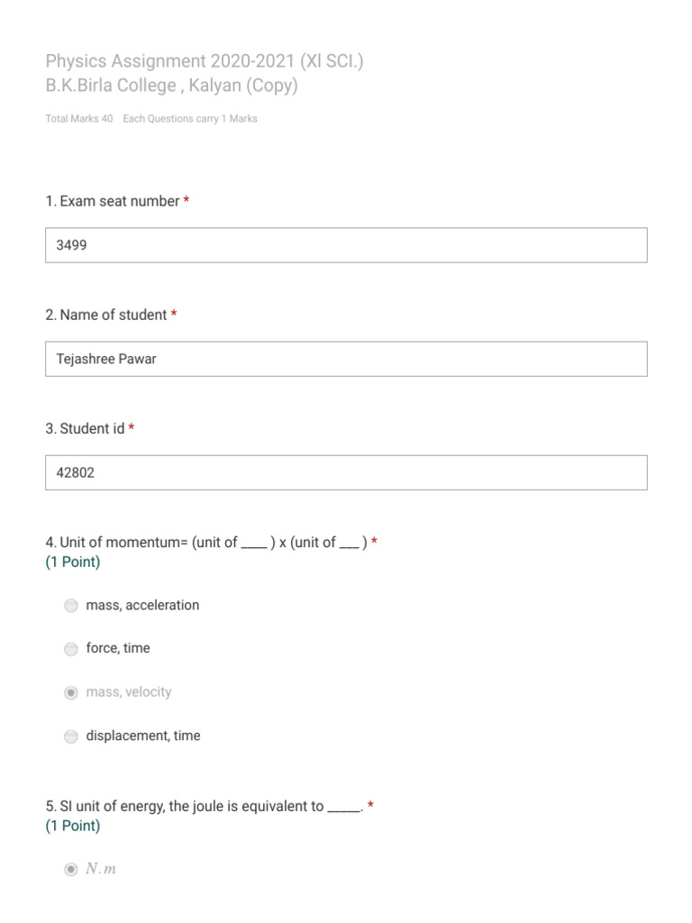 Physics Assignment 2020-2021 (XL SCI.) B.K.Birla College, Kalyan (Copy ...
