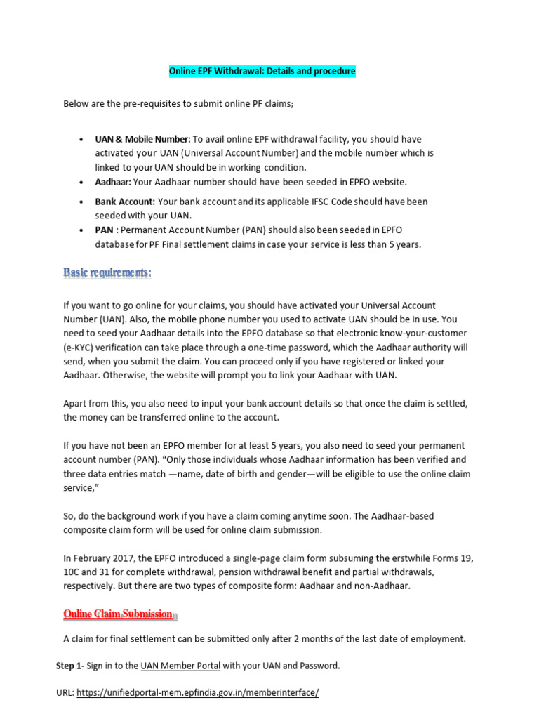 Online Epf Withdrawal Process | PDF | Government Finances | Payments