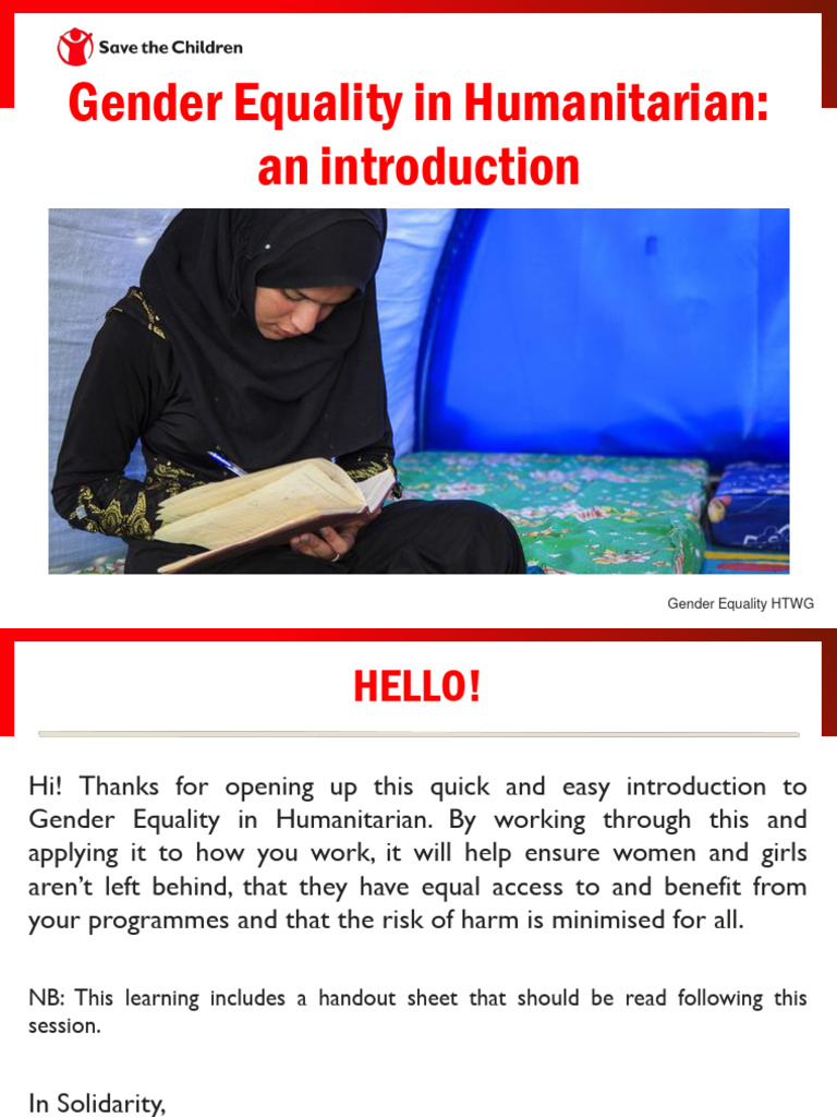 Gender Equality in Humanitarian - An Introduction - Final | PDF ...