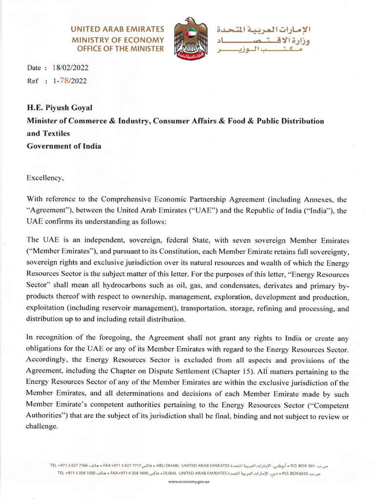 India UAE CEPA Agreement | PDF | United Arab Emirates | Sovereignty