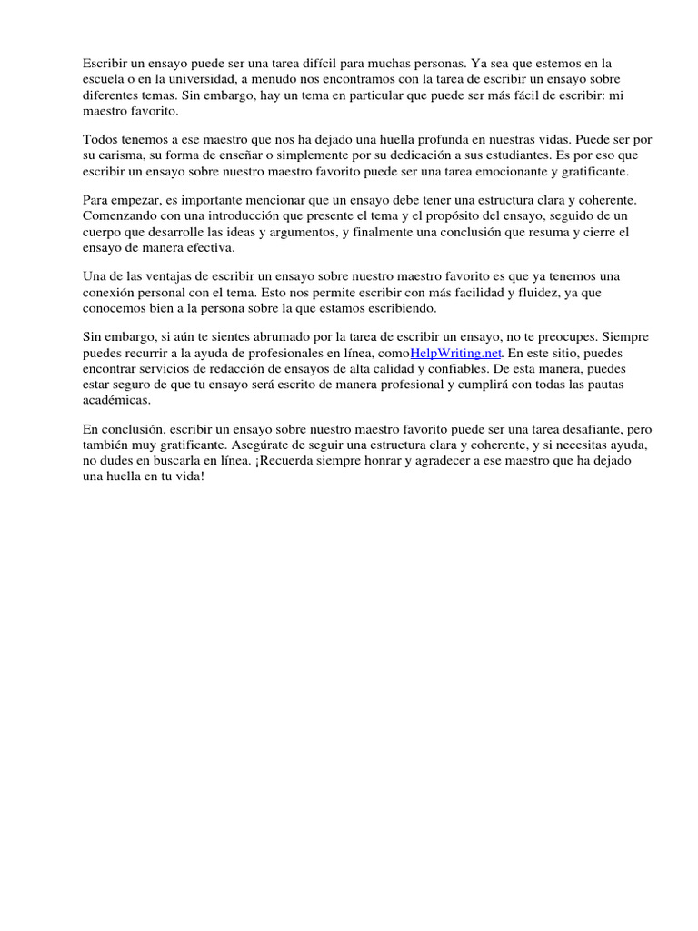 Ensayo: Mi Maestro Favorito | PDF | Ensayos | Comunicación humana