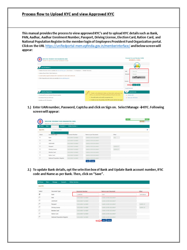 Process Flow To Upload Kyc Member Portal | PDF