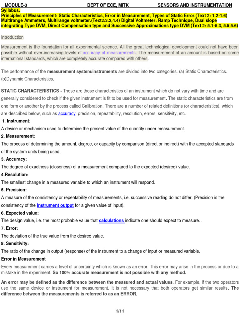 Module 3 | PDF | Observational Error | Electronic Engineering
